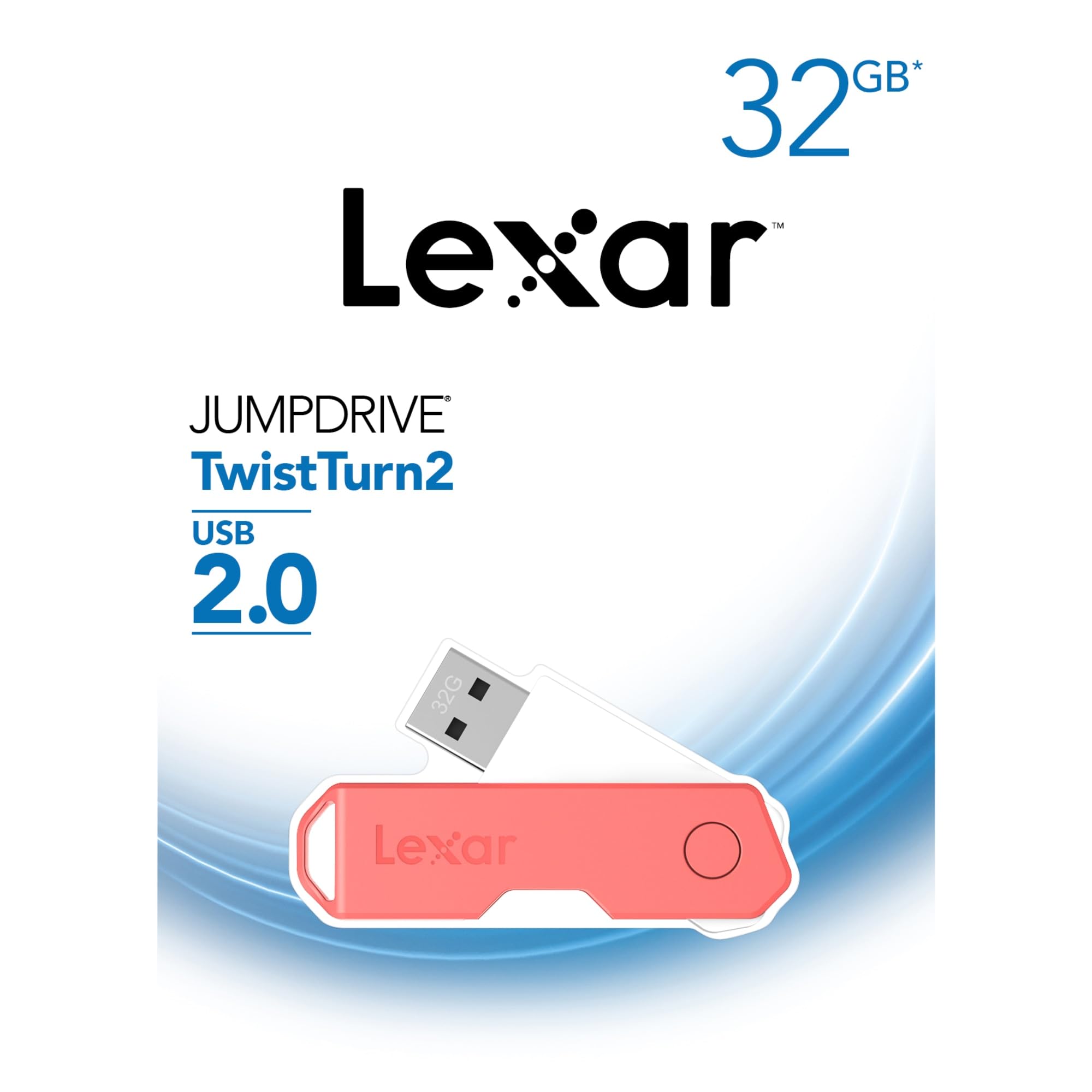 Lexar JumpDrive TwistTurn2 USB 2.0 Flash Drive, 64GB, Assorted Colors, LJDTT2-64GABOD20