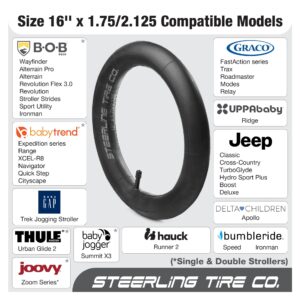 16 x 1.75/1.95/2.125 Heavy Duty Thorn Resistant Inner Tube Replacement for All Baby Trend Expedition Jogger Strollers and More! [2-Pack] Steerling Tire Co.