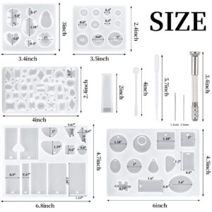 Suhome 73 Pack Resin Earring Mold Jewelry Silicone Resin Molds Making Kits Including Earring, Pendant, Bracelet, Necklace, Button Silicone Resin Casting Molds for Beginners