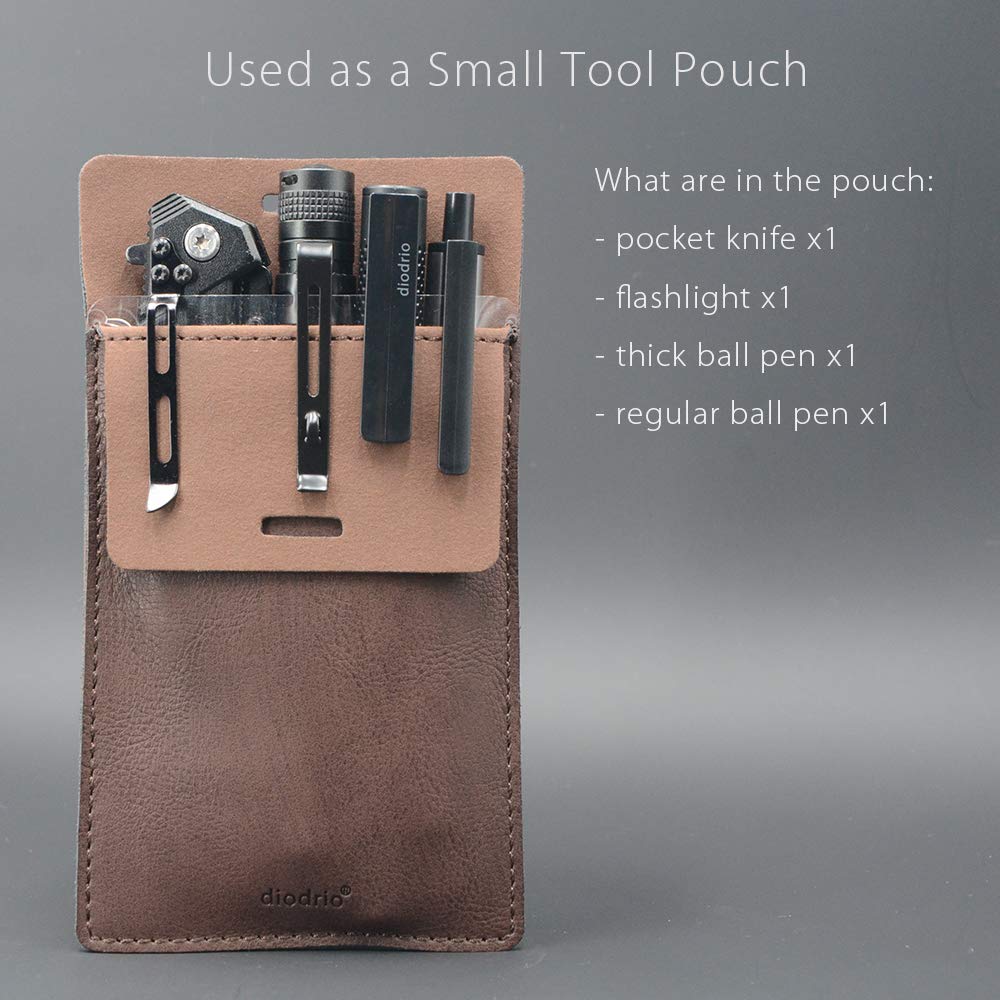 diodrio Pocket Protector, Leather Pen Pouch Holder Organizer, for Shirts Lab Coats, Hold 5 Pens, Designed to Keep Pens Inside When Bend Down. No Breaking of Pen Clip. Thick PU Leather, 2 Per Pack.