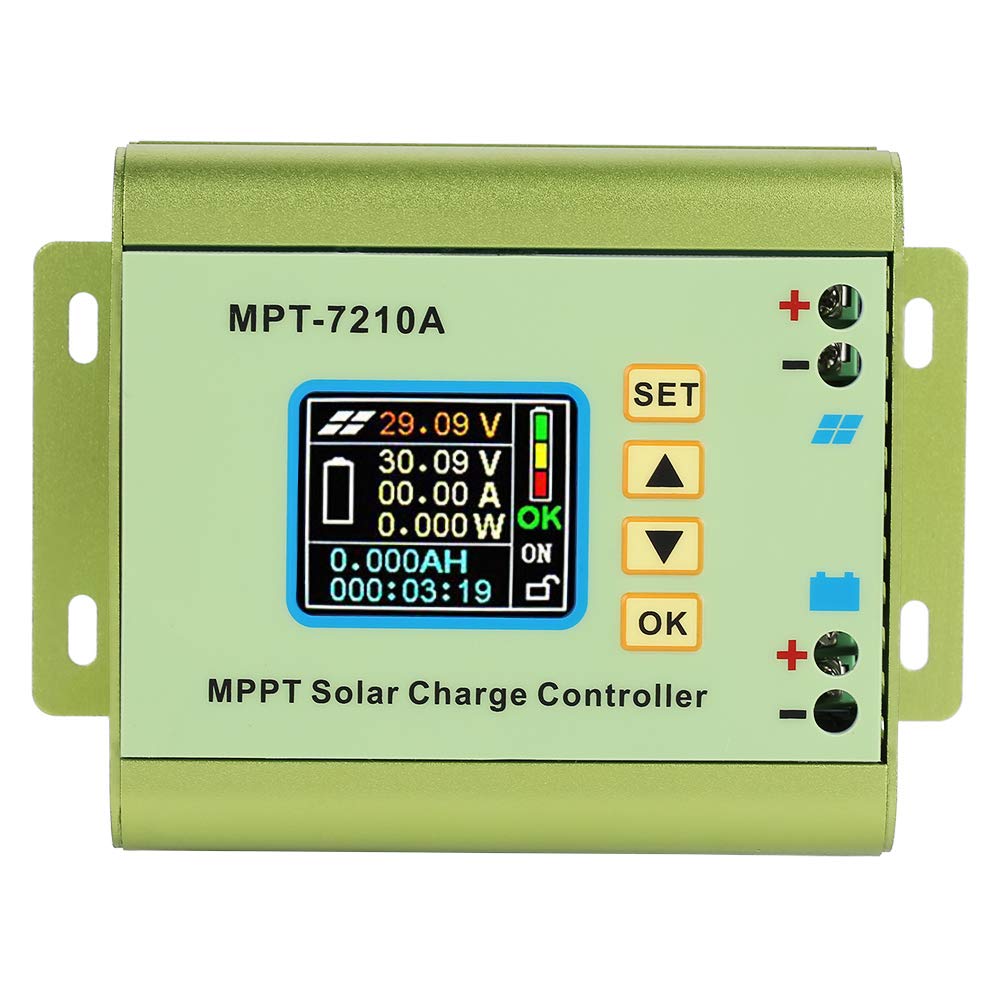 MPPT Solar Controller, Solar Power Controller, MPT-7210A Solar Panel Regulator Controller(100W - 600W)Aluminum Alloy LCD Display Solar Controller for Home Industry Boat Car