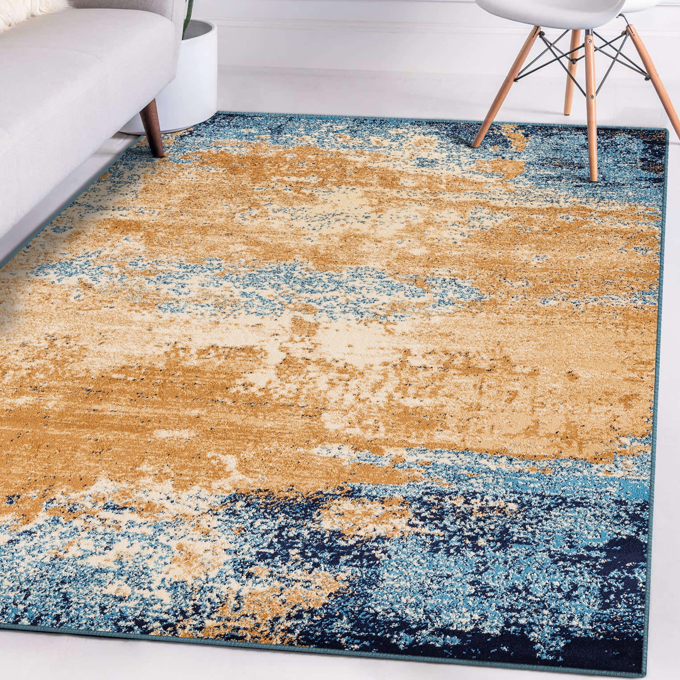 LUXE WEAVERS Howell Collection Abstract Blue 5x7 Area Rug