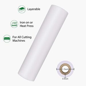 HTVRONT White Iron on Vinyl Roll - 12" x 25ft Heat Transfer Vinyl, Clothing Heavy Duty White HTV Vinyl, Easy Cutting & Weeding