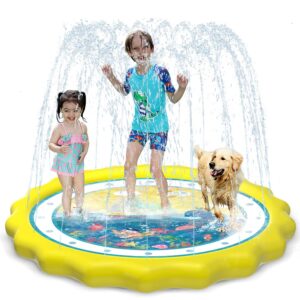 hitop kids sprinklers for outside, splash pad for toddlers & baby pool 3-in-1 60" water toys gifts for 1 2 3 4 5 year old boys girls splash play mat (ocean)