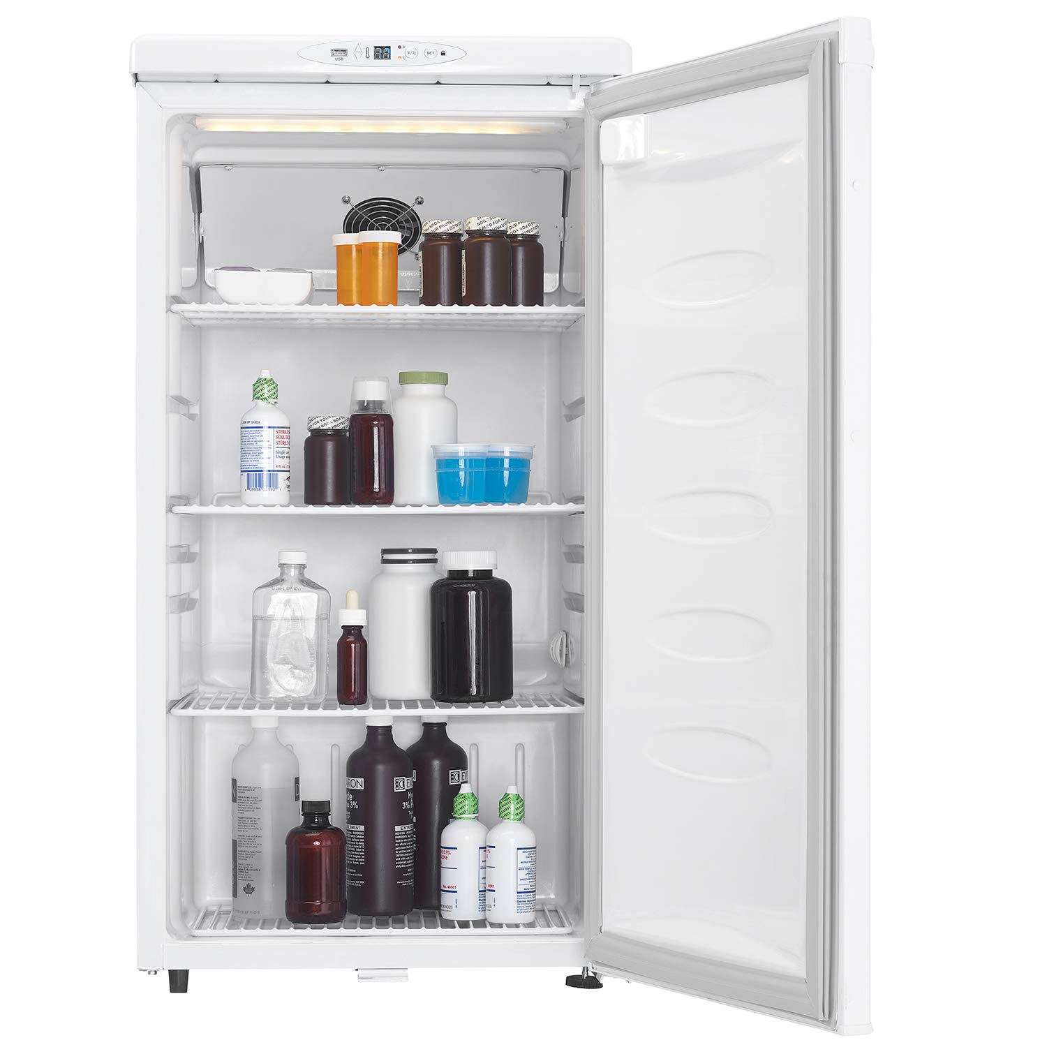 Danby Health DH032A1W-1 3.2 Cu.Ft. Institutional Grade Medical Mini Fridge for use in Pharmacy, Doctor's Office, Under Counter Clinical Refrigerator with Temperature Log and Lock, White