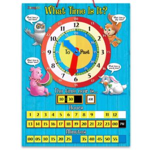 zazzykid tell time teaching clock for kids: 12.6 x 16.5 inches board with magnetic game numbers