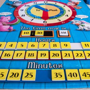 ZazzyKid Tell Time Teaching Clock for Kids: 12.6 x 16.5 inches Board with Magnetic Game Numbers