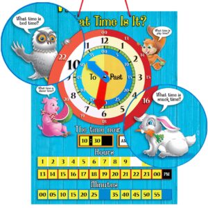 ZazzyKid Tell Time Teaching Clock for Kids: 12.6 x 16.5 inches Board with Magnetic Game Numbers