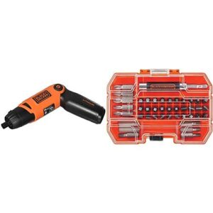 black+decker li2000 3.6-volt 3 position rechargeable screwdriver orange/black with black+decker bda42sd 42-piece standard screwdriver bit set