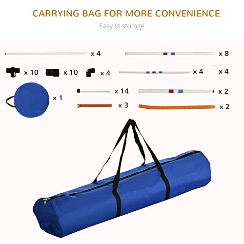 PawHut Dog Agility Equipments, 5 Pieces Obstacle Courses Training Starter Kit, Pet Outdoor Games of Tunnel, Dog Jump, Hoop, Weave Poles, Pause Box and Easy Carry Case