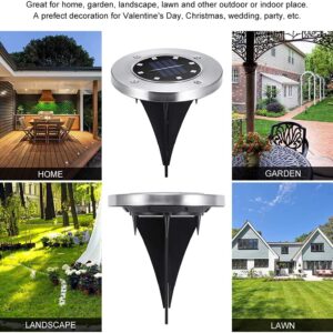 OurLeeme Solar Outdoor Lights Solar Powered Disk Lights 4 Pcs Solar Lights Outdoor Waterproof Solar Ground Lights 8 LED Solar Garden Lights Color Changing Landscape Lighting Pathway Lights