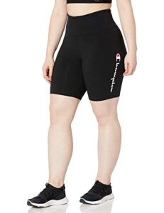 champion womens 7" authentic bike short yoga pants, black-550761, small us