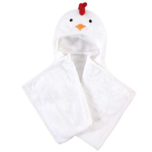 hudson baby unisex baby and toddler hooded animal face plush blanket, chicken, one size