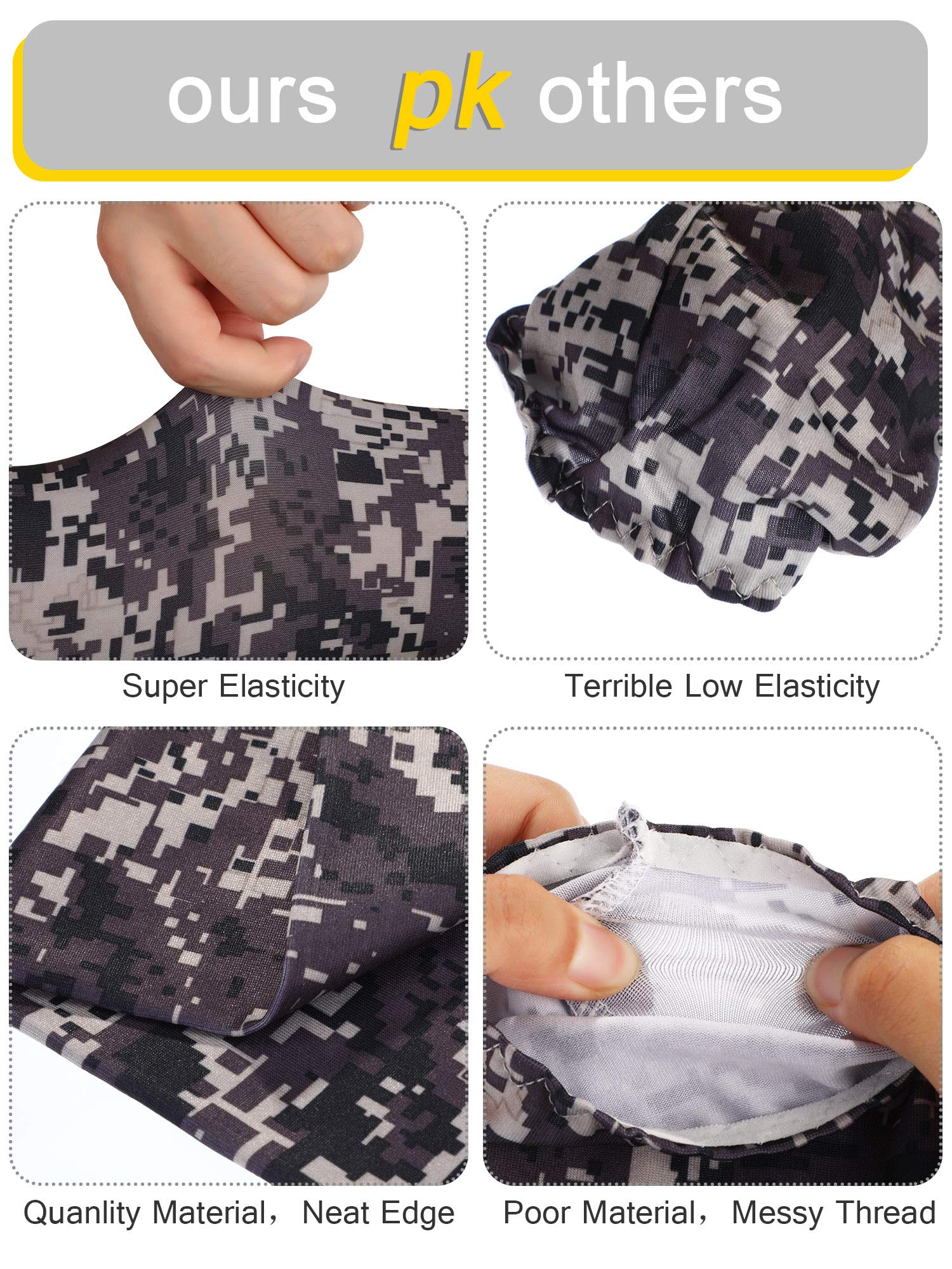 Bememo 8 Pairs UV Sun Protection Arm Sleeves Cooling Anti Slip Tattoo Cover Sleeves with Thumb Holes for Men Women(Camouflage)