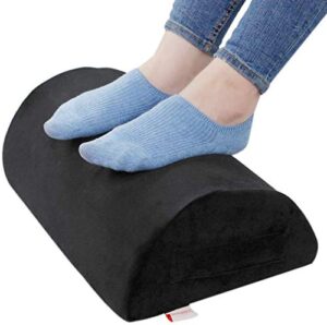 ergonomic foot rest cushion under desk with high rebound ergonomic foam non-slip half-cylinder footstool footrest ottoman for home office desk airplane travel (black)