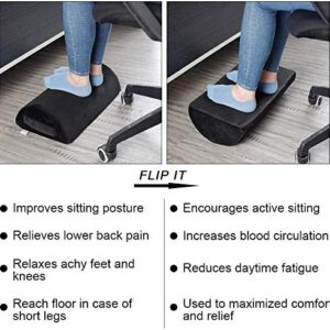 Ergonomic Foot Rest Cushion Under Desk with High Rebound Ergonomic Foam Non-Slip Half-Cylinder Footstool Footrest Ottoman for Home Office Desk Airplane Travel (Black)