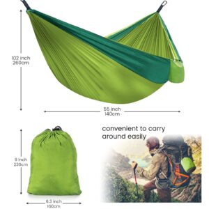 Portable Double Camping Hammock,2 Person Nylon Parachute Hammock with Mos-Quito Net Outdoor Hammocks Tent with Waterproof Rainfly Awning for Outdoors Camping Backpacking Hiking Travel