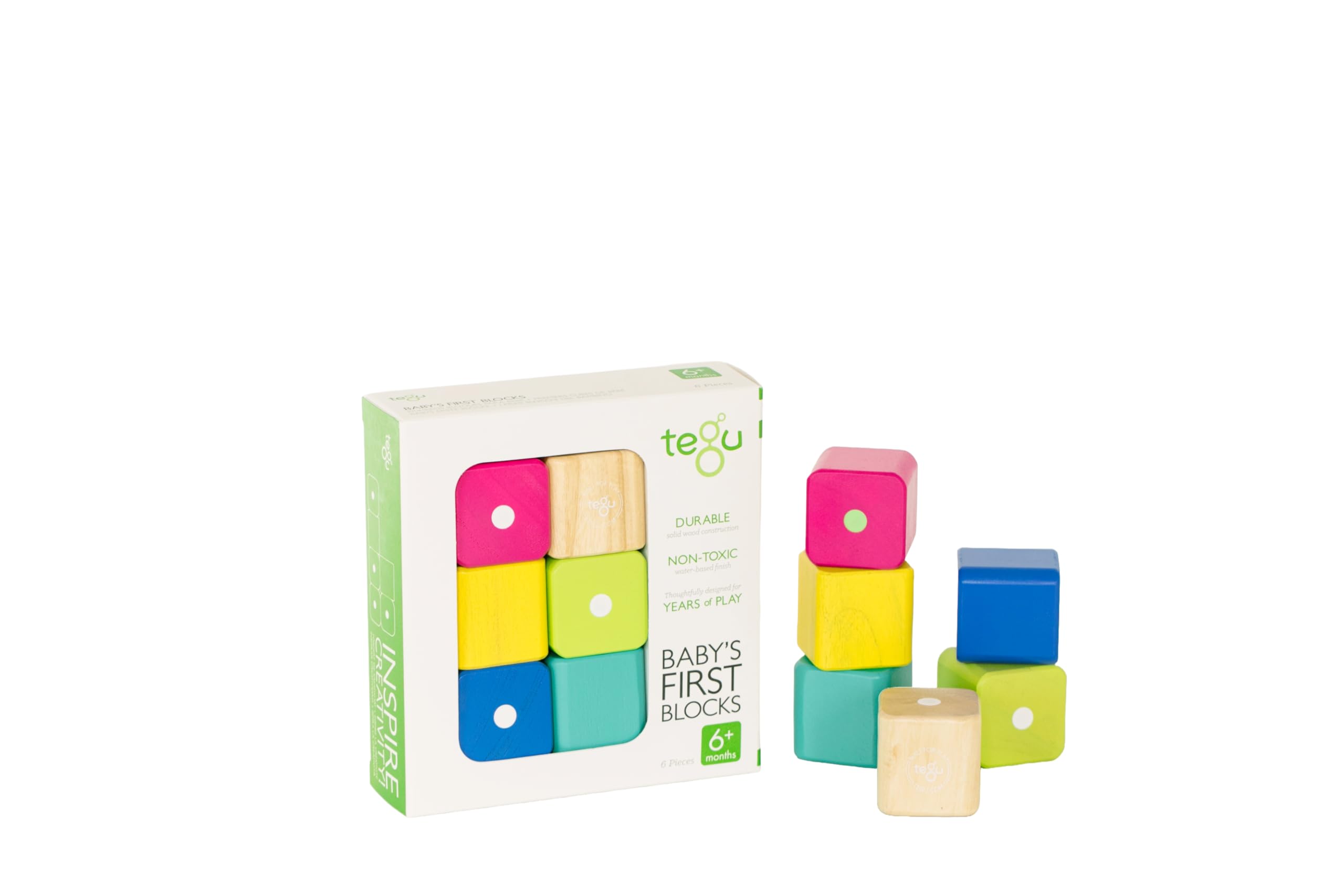 Tegu 6 Piece Magnetic Baby’s First Building Blocks, Tints