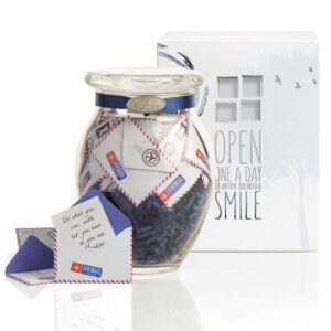 kindnotes glass keepsake gift jar with positive thoughts - airmail design