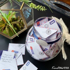 KindNotes Glass Keepsake Gift Jar with Positive Thoughts - Airmail Design