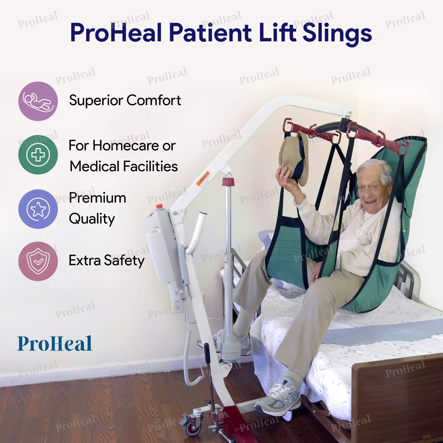 ProHeal Universal Full Body Mesh Lift Sling, XX Large, 52" x 44.5" - Polyester Slings for Patient Lifts - Compatible with Hoyer, Invacare, McKesson, Drive, Lumex, Joerns and More