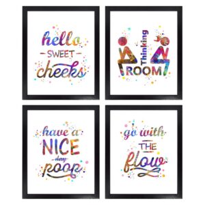 dignovel studios unframed (set of 4) 8x10 funny bathroom signs have a nice poop funny watercolor wall art prints dnc18