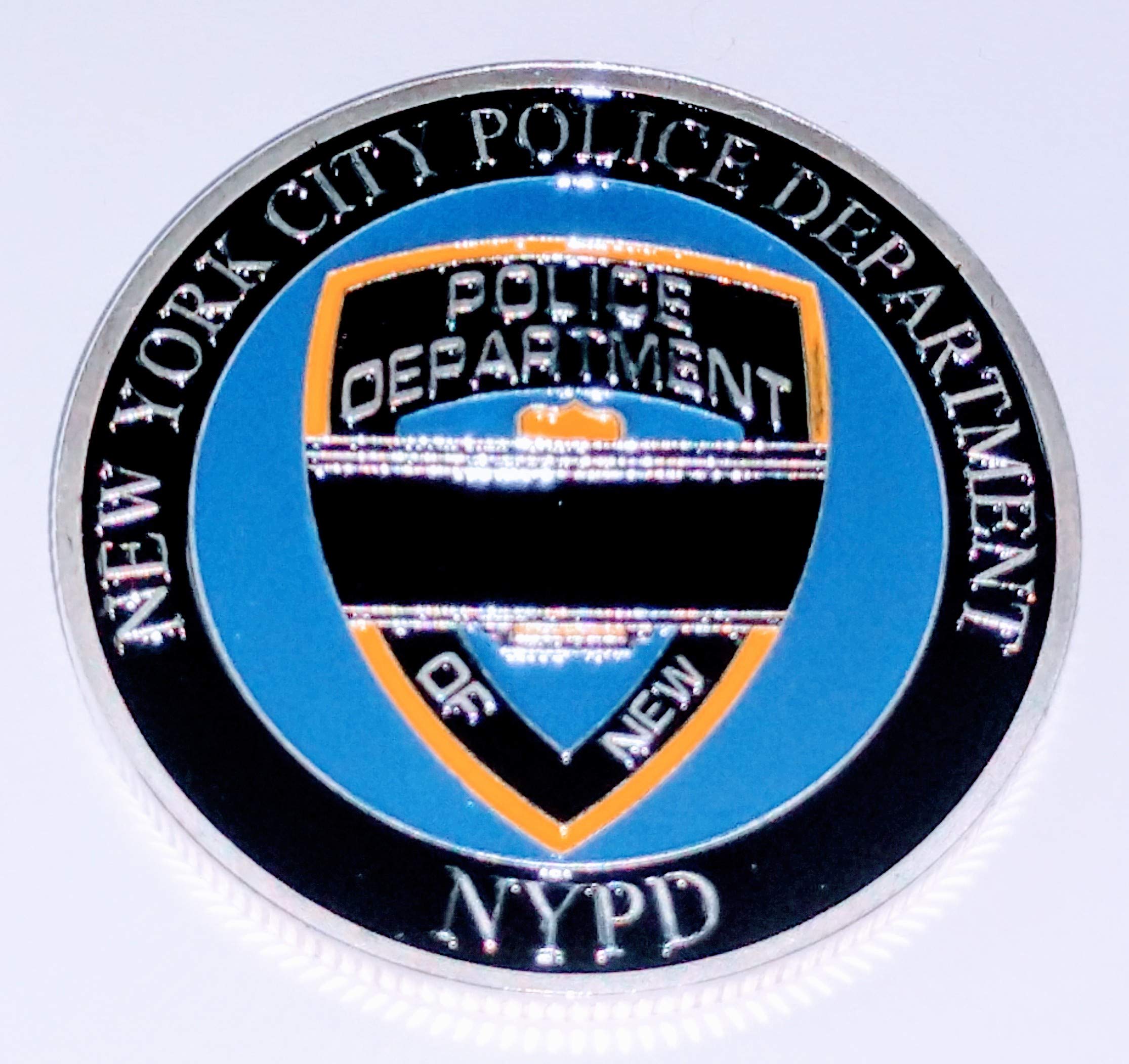 NYPD New York Police Officer Mourning Band Colorized Challenge Art Coin