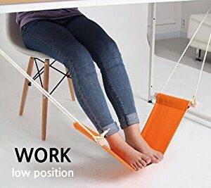 Home-organizer Tech Portable Adjustable Foot Hammock for Corner Desk Office Foot Rest Mini Under Desk Foot Rest Hammock for Home, Office, Airplane, Travel, Study and Relaxing (Pink)