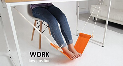 Home-organizer Tech Portable Adjustable Foot Hammock for Corner Desk Office Foot Rest Mini Under Desk Foot Rest Hammock for Home, Office, Airplane, Travel, Study and Relaxing (Pink)