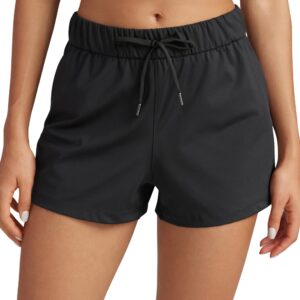 CRZ YOGA Stretch Shorts for Women Work Casual 2.5'' - Athletic Shorts with Pockets for Workout Travel Hiking Golf Black Medium