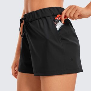 CRZ YOGA Stretch Shorts for Women Work Casual 2.5'' - Athletic Shorts with Pockets for Workout Travel Hiking Golf Black Medium