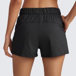 CRZ YOGA Stretch Shorts for Women Work Casual 2.5'' - Athletic Shorts with Pockets for Workout Travel Hiking Golf Black Medium