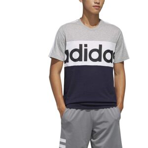 adidas men’s essential colorblock tee, medium grey heather/legend ink/white, medium