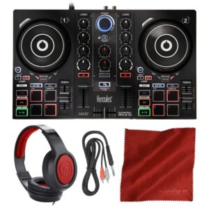 hercules djcontrol inpulse 200 compact dj controller + headphone + basic accessory bundle