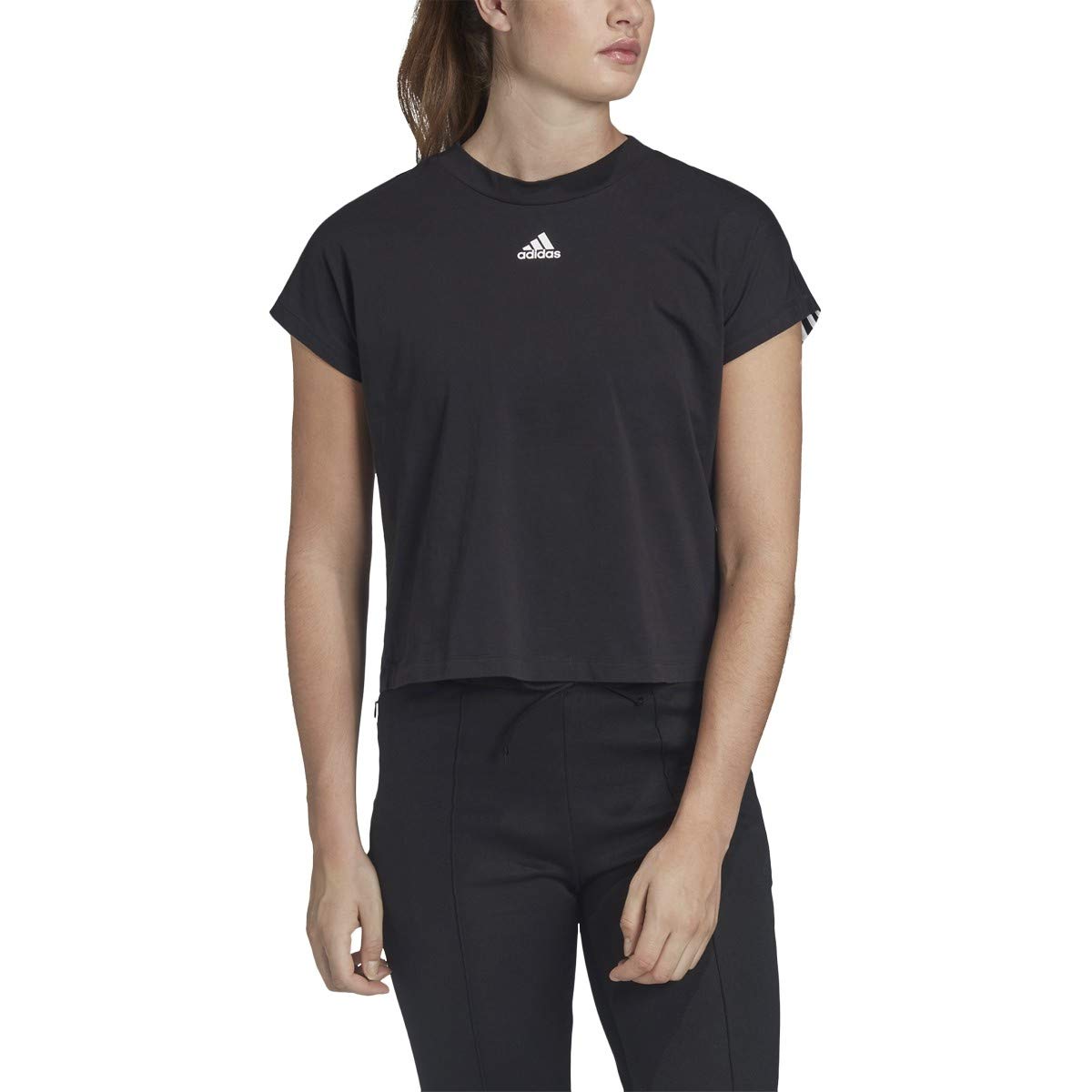 adidas Women's Must Haves 3-Stripes Tee Black/White Large