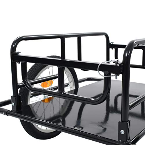 vidaXL Two-Wheeled Bike Cargo Trailer with Quick-Release Hitch and High Load Capacity, Versatile, Compact and Durable Steel Construction, Easy Assembly – Black