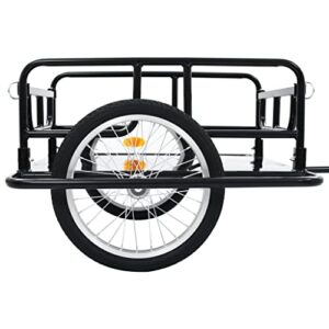 vidaXL Two-Wheeled Bike Cargo Trailer with Quick-Release Hitch and High Load Capacity, Versatile, Compact and Durable Steel Construction, Easy Assembly – Black