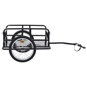 vidaXL Two-Wheeled Bike Cargo Trailer with Quick-Release Hitch and High Load Capacity, Versatile, Compact and Durable Steel Construction, Easy Assembly – Black