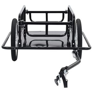 vidaXL Two-Wheeled Bike Cargo Trailer with Quick-Release Hitch and High Load Capacity, Versatile, Compact and Durable Steel Construction, Easy Assembly – Black