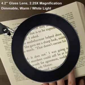 Psiven Magnifying Glass Floor Lamp, Dimmable LED Magnifying Lamp with Clamp - 12W, 3 Lighting Modes, 5 Diopter, Height Adjustable - Super Bright Floor Lamp with Magnifier for Reading, Craft, Task