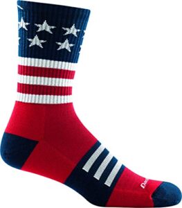 darn tough (style 1976) men's captain stripe hike/trek sock - stars and stripes, large