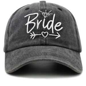 LOKIDVE Bride Baseball Cap Embroidered Washed Cotton Denim Hat for Wedding Party Black