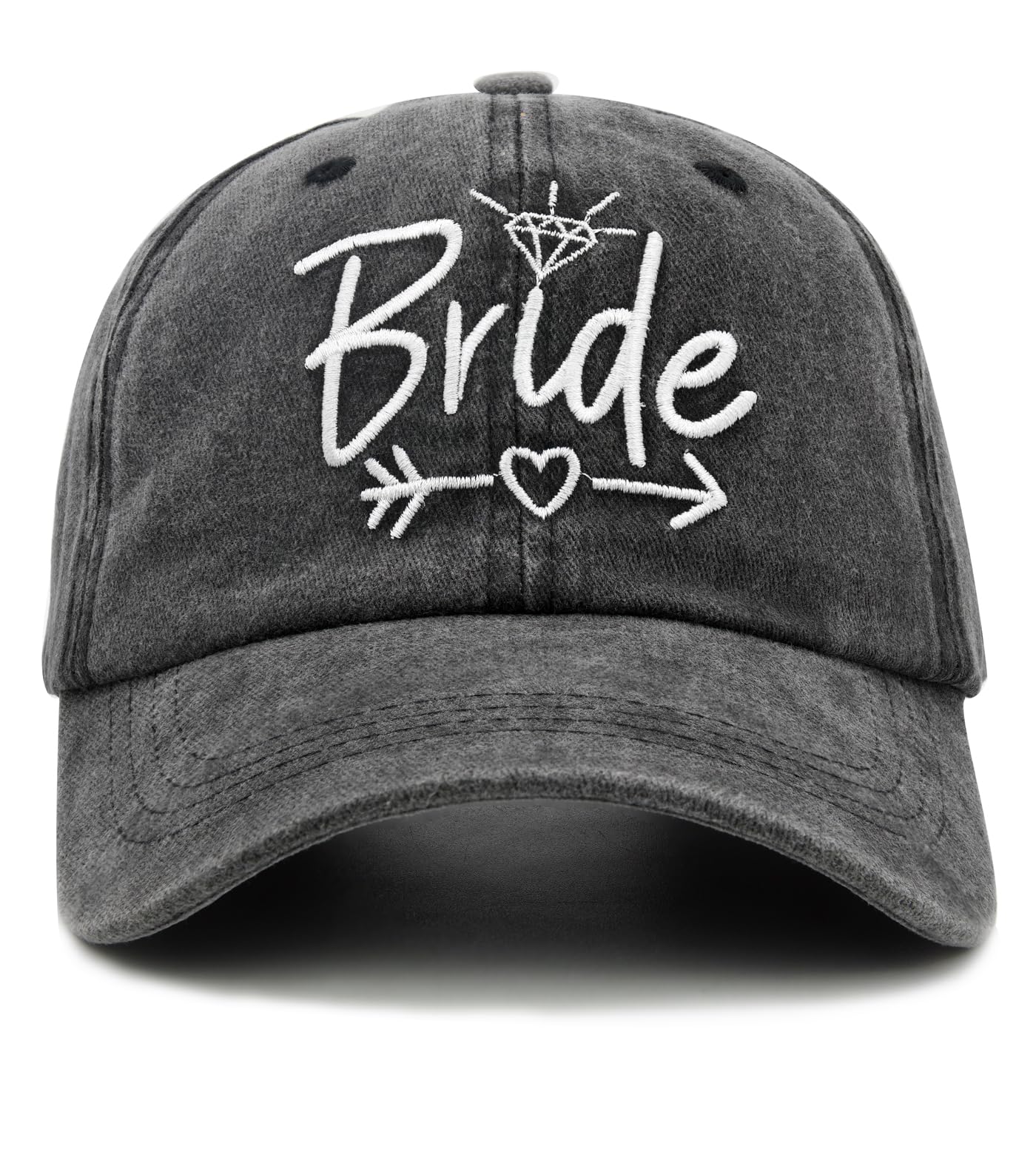 LOKIDVE Bride Baseball Cap Embroidered Washed Cotton Denim Hat for Wedding Party Black