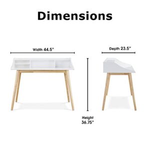 Adore Decor Alton Writing Computer Desk, Laptop PC Workstation, Retro Simple Study Table for Home Office, White