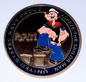 navy proud popeye sailor colorized challenge art coin