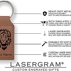 LaserGram Rectangle Keychain, Old Farm Tractor, Personalized Engraving Included (Dark Brown)