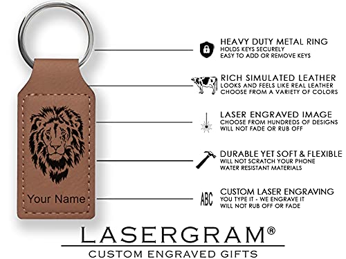 LaserGram Rectangle Keychain, Old Farm Tractor, Personalized Engraving Included (Dark Brown)