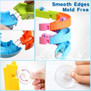 Bath Toys for Kids Ages 3-4-8 Toddler Bathtub Toys Slippery Slide Track DIY Mold Free Shower Toddler Toys with Suction Cups Birthday Gift for Boys Girls Bath Time Ages 3 4 5 6 7 8(38PCS)