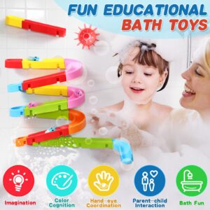 Bath Toys for Kids Ages 3-4-8 Toddler Bathtub Toys Slippery Slide Track DIY Mold Free Shower Toddler Toys with Suction Cups Birthday Gift for Boys Girls Bath Time Ages 3 4 5 6 7 8(38PCS)