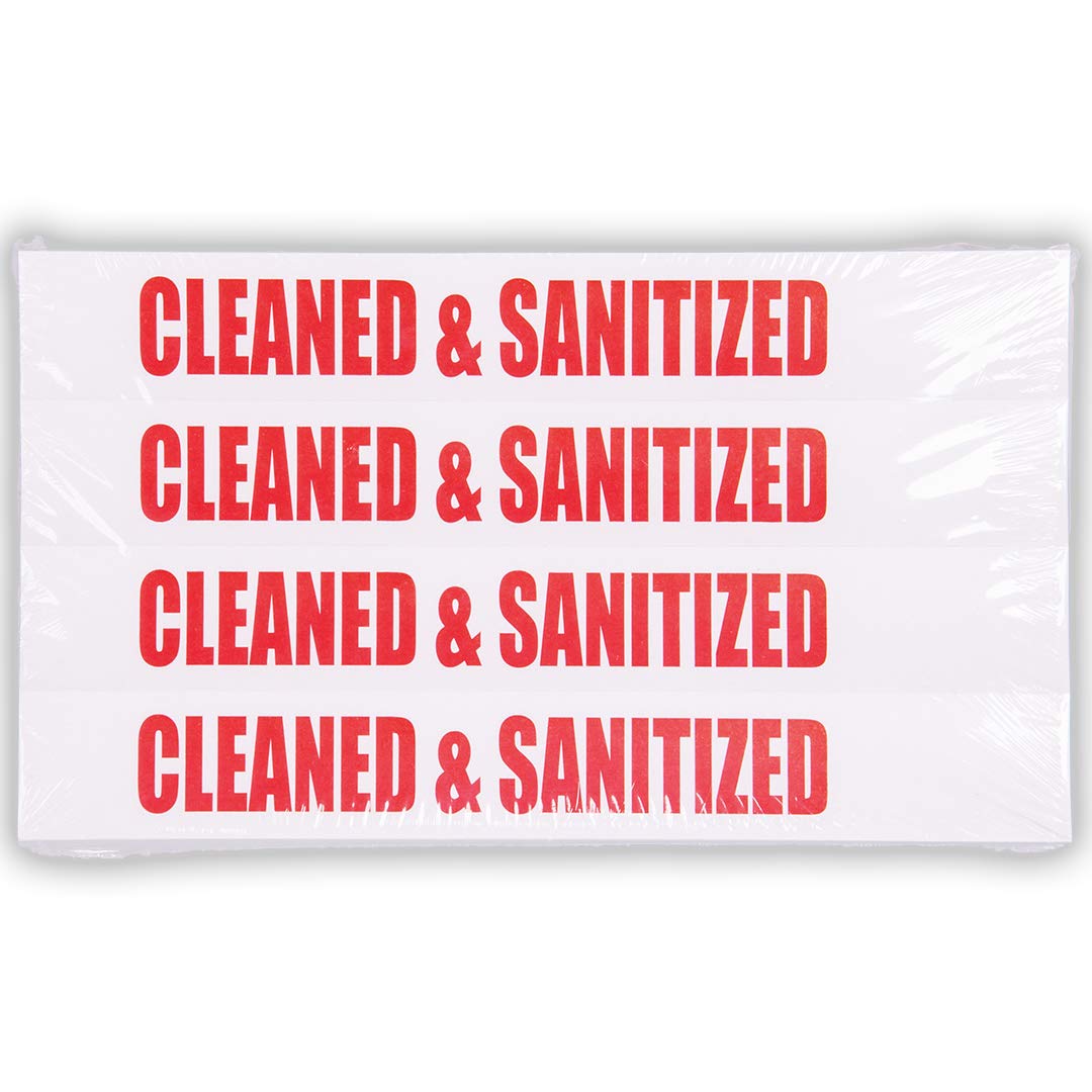 "Cleaned & SANITIZED" 7" X 1" Hospital Approved Adhesive Safety Seal Tags - 250 Per Pack